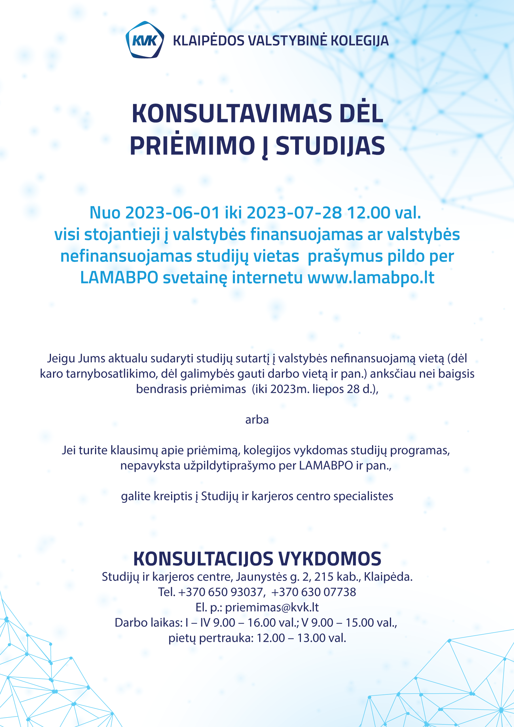 Prasidėjo prašymų studijuoti priėmimas LAMA BPO sistemoje - Klaipėdos ...